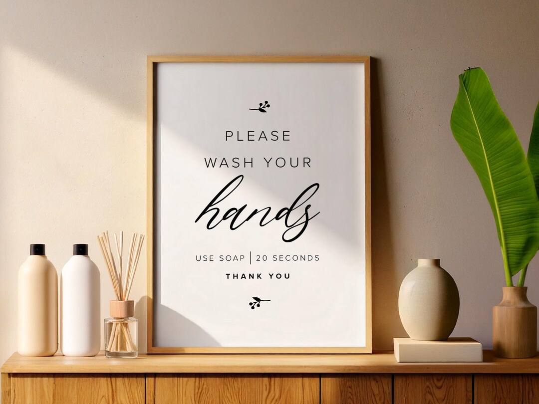 Printable Please Wash Your Hands Bathroom Decor, Wash Your Hands Sign ...