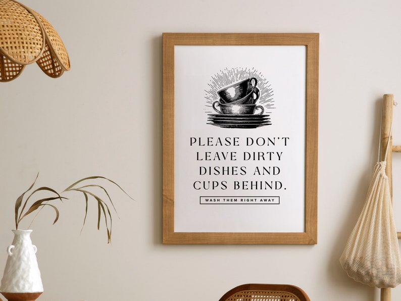 Clean up Kitchen Sign: Wash Dishes Reminder (instant Digital Download ...