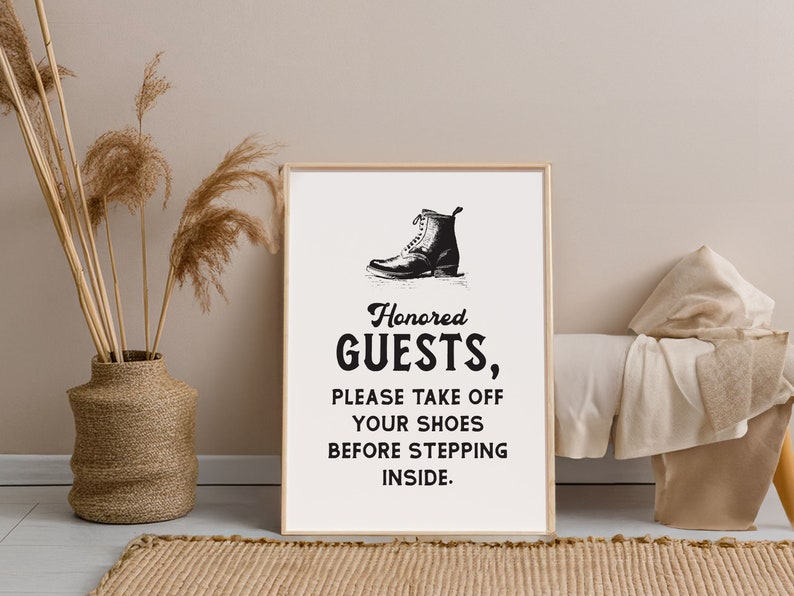 Printable Please Remove Your Shoes Sign for Entryway Room, Guests Take ...