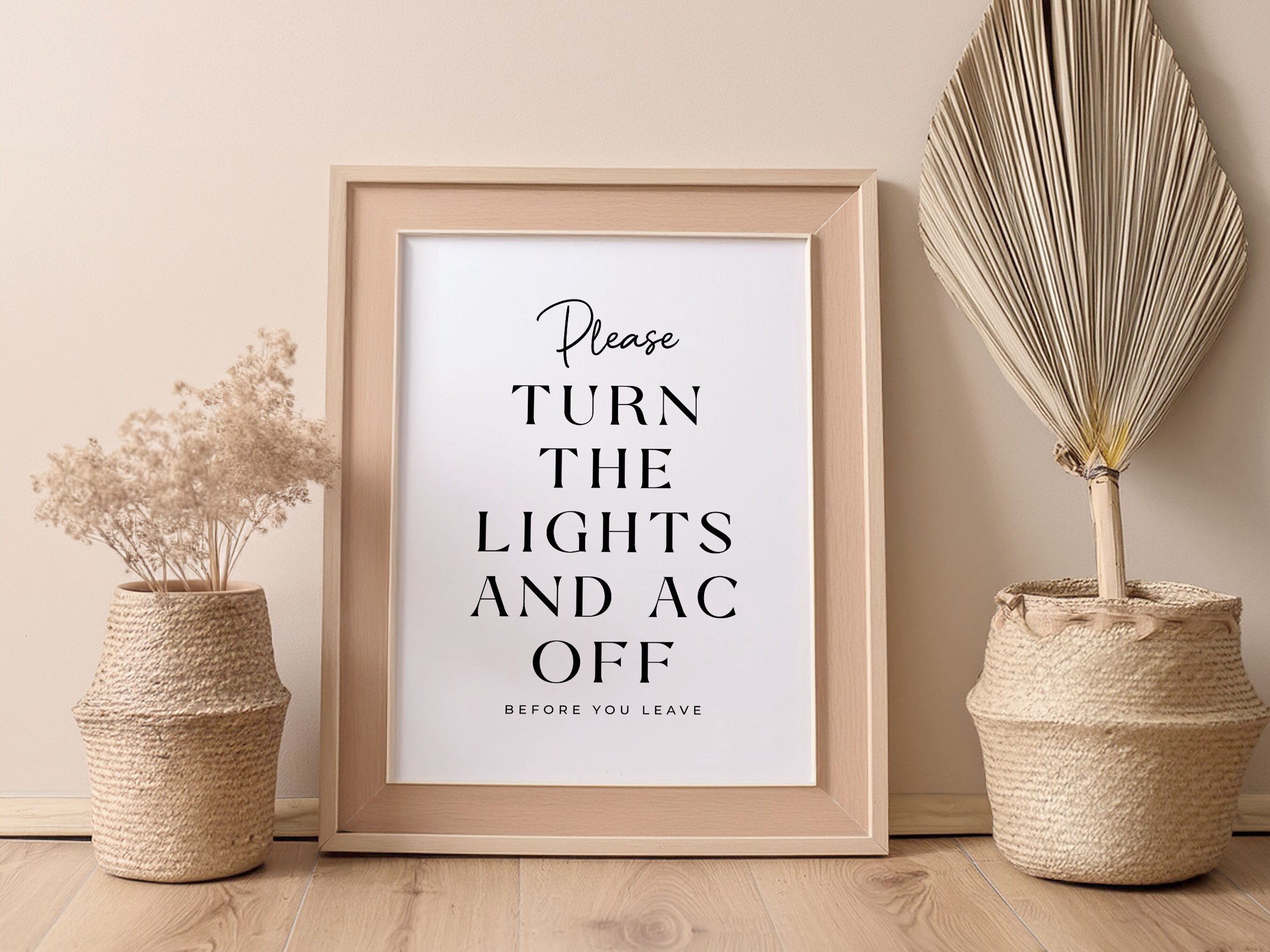 Eco-friendly Printable Sign: Please Turn the Lights and AC Off, Turn ...