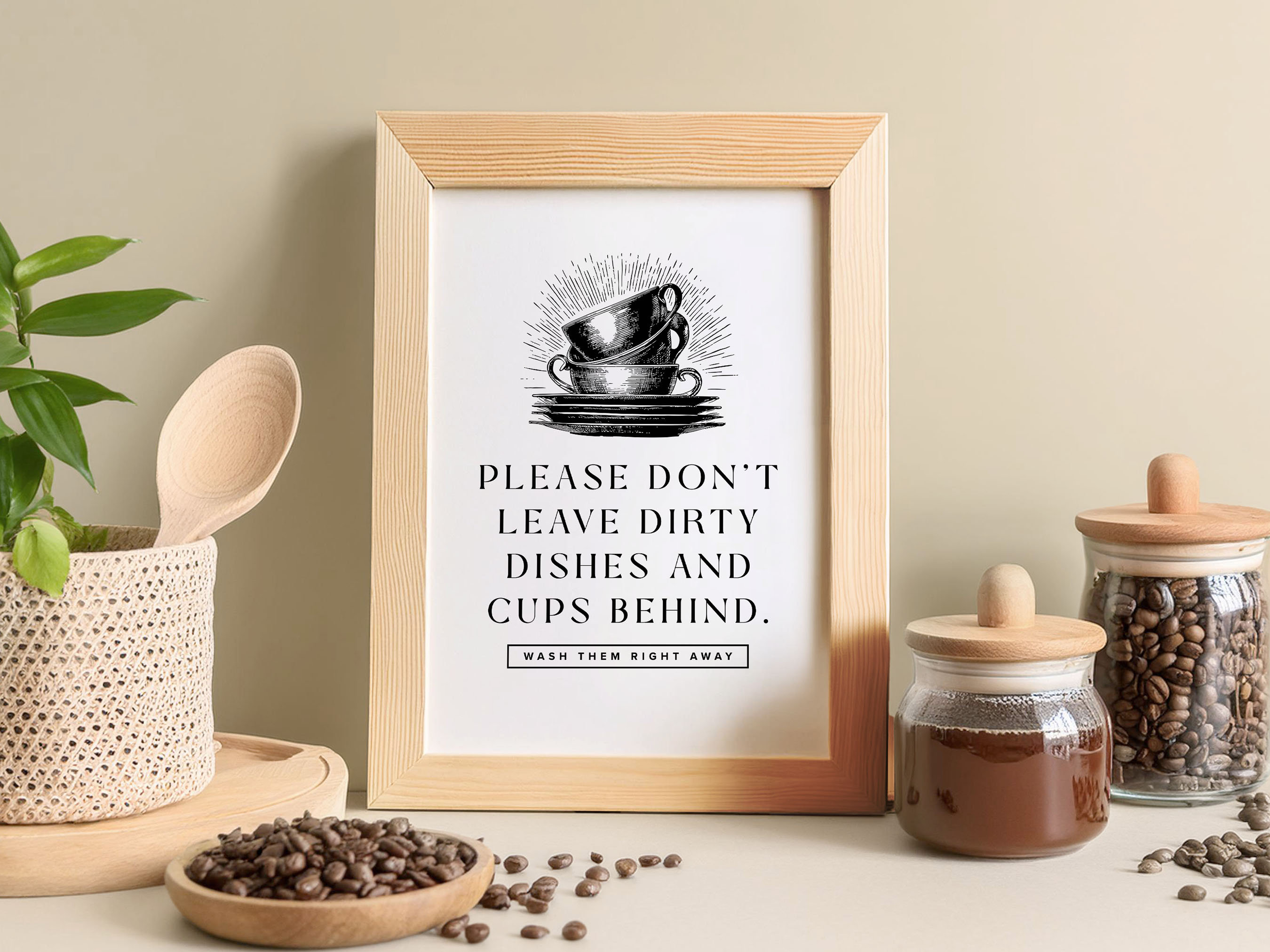 Clean up Kitchen Sign: Wash Dishes Reminder (instant Digital Download ...