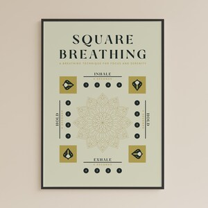 Printable Yoga Decor: Square Breathing, Spiritual Wall Decor for Yoga ...