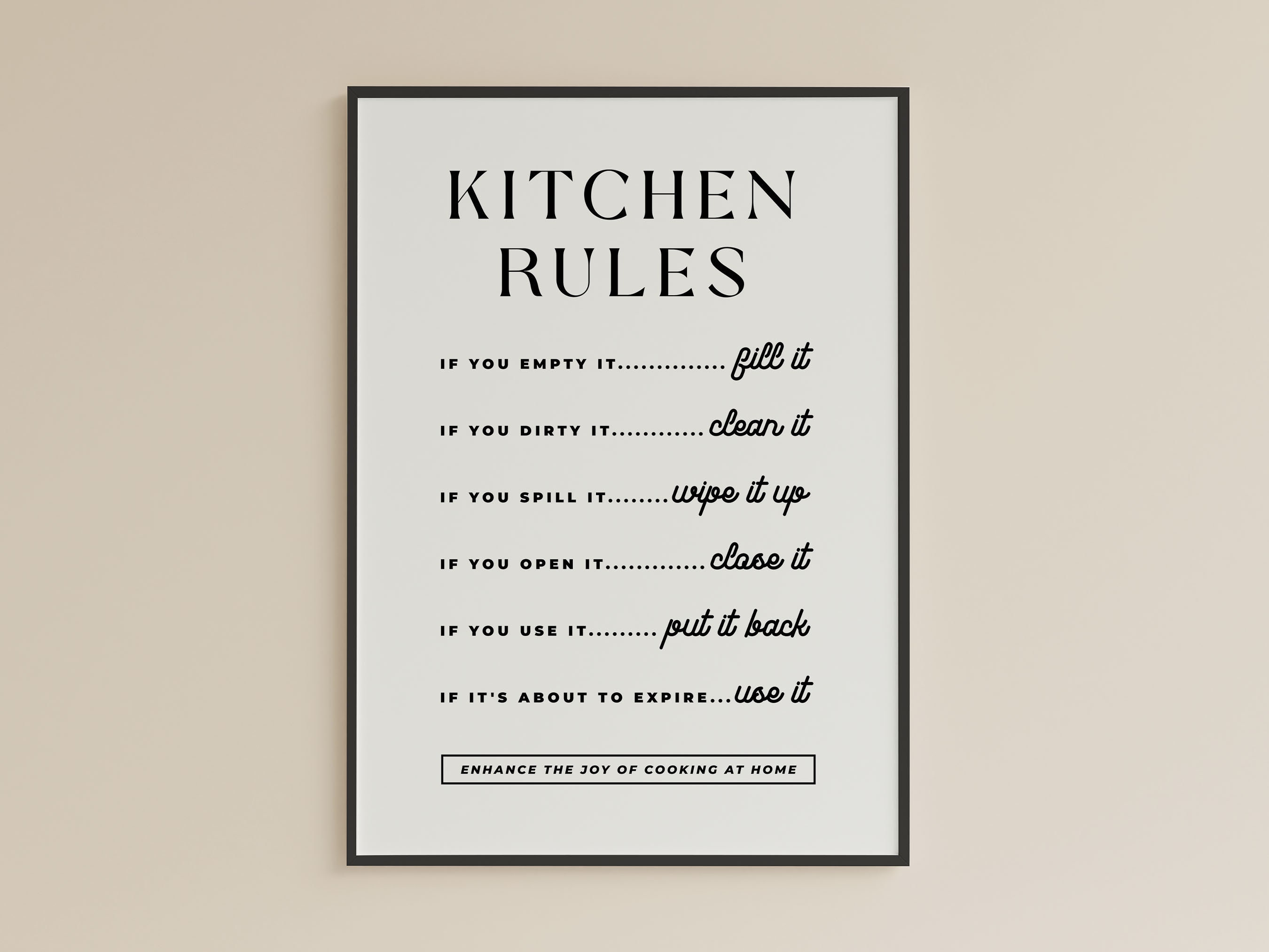 Printable Kitchen Rules Sign Poster for Food and Cooking Lover With ...