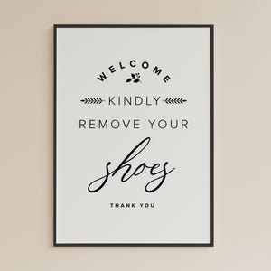 Entryway Sign Printable: Kindly Remove Your Shoes Digital Print ...