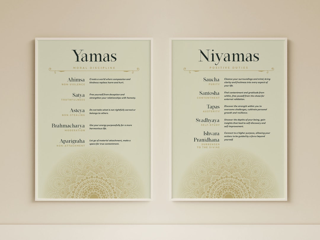 Printable Yoga Studio Decor: Yama Niyama Wall Art Decor for , Set of 2 ...