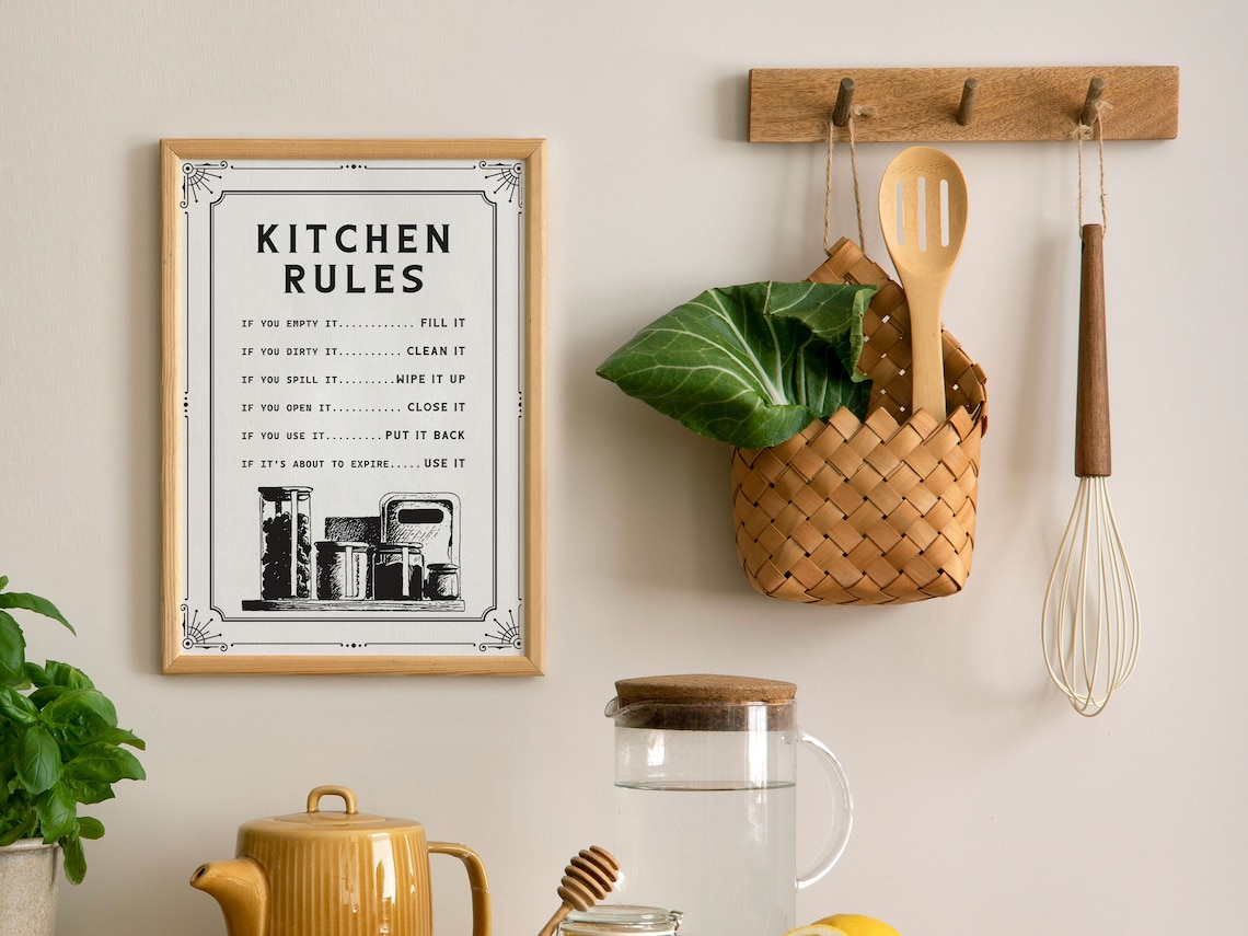 Printable Kitchen Rules Sign Poster for Food and Cooking Lover With ...