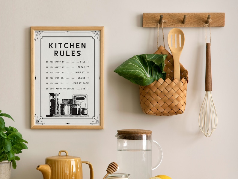 Printable Kitchen Rules Sign Poster for Food and Cooking Lover With ...