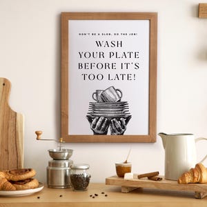 Printable Clean up Kitchen Sign: Wash Your Plate Before It's Too Late ...