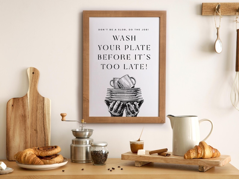 Wash Your Plate Kitchen Sign: Funny Kitchen Art (digital Download) - Etsy