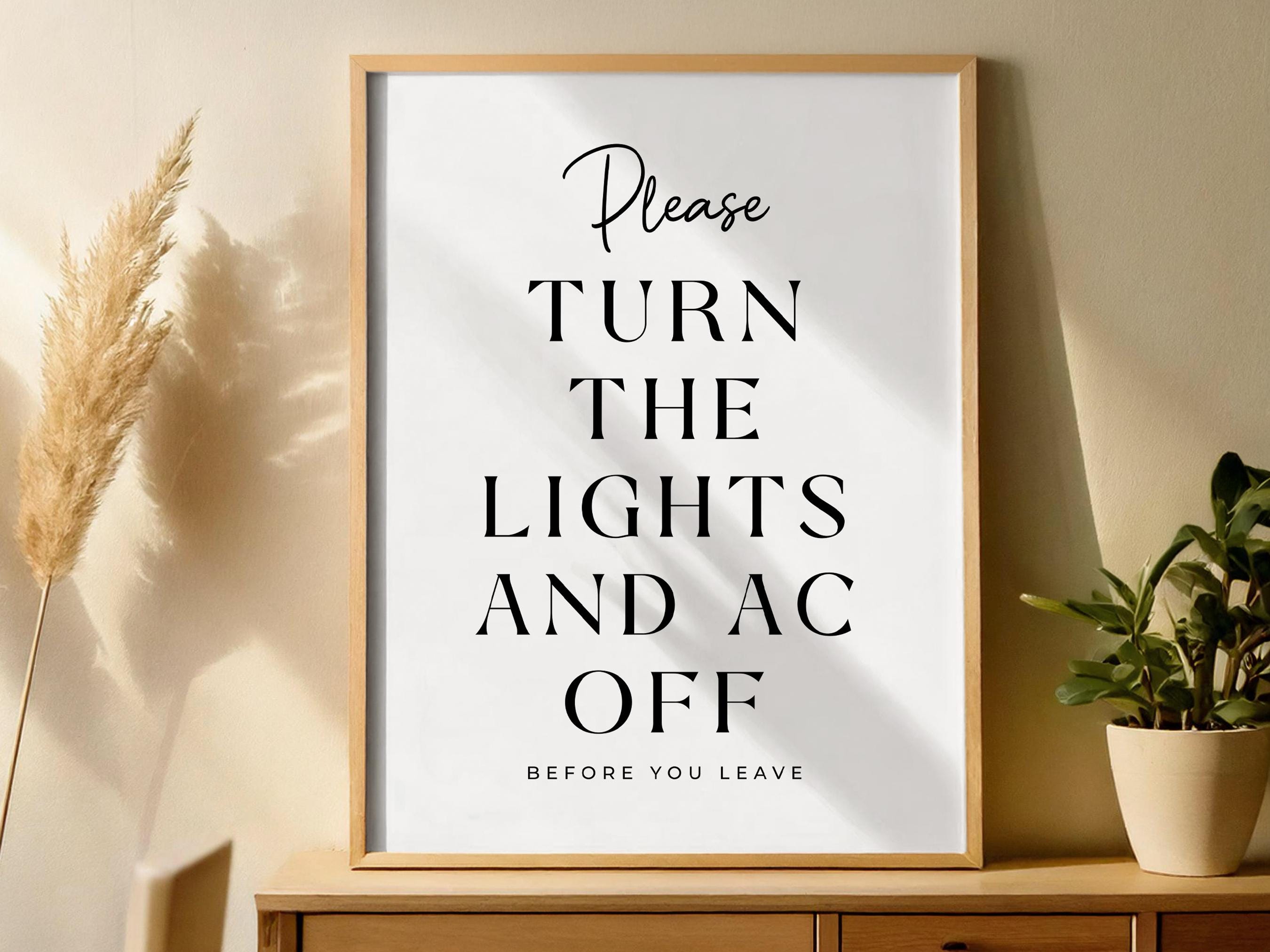 Eco-friendly Printable Sign: Please Turn the Lights and AC Off, Turn ...
