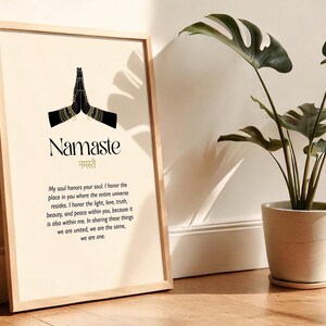 Printable Namaste Definition Poster, Namaste Quotes Print for Yoga ...