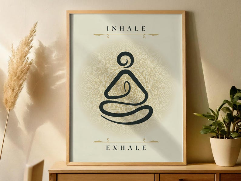 Mindful Art for Calming Decor: Inhale Exhale Yoga Breathing Wall Art ...