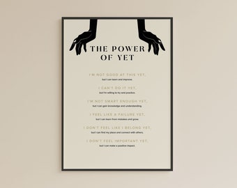 The Power of yet Printable Poster, Growth Mindset, INSTANT DOWNLOAD ...