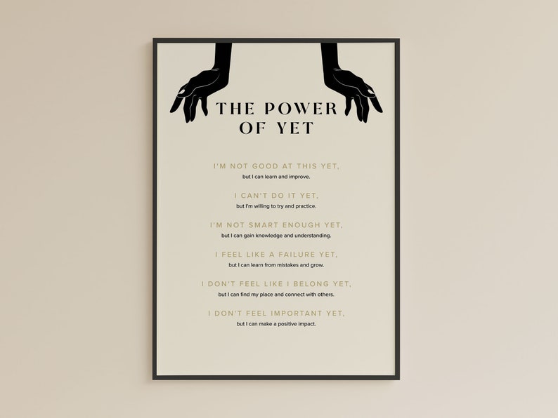Motivational Printable: 'the Power of Yet' Inspirational Poster Growth ...
