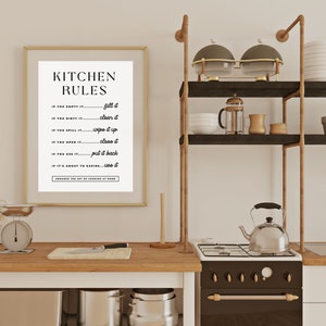 Printable Kitchen Rules Sign Poster for Food and Cooking Lover With ...