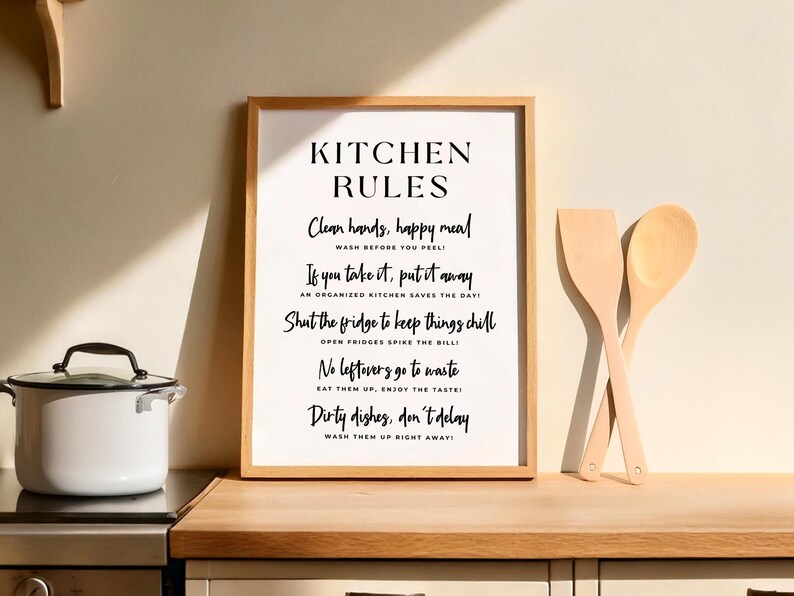 Kitchen Rules Sign: Humorous Food Quotes, Kitchen Wall Art (digital ...