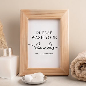 Printable Wash Your Hands Sign for Bathroom Sign Decor, Restroom Sign ...