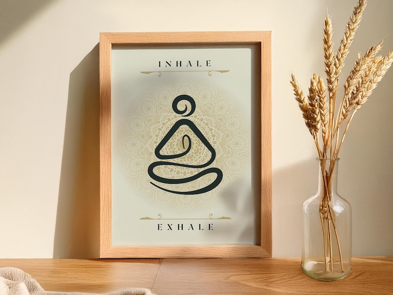 Mindful Art for Calming Decor: Inhale Exhale Yoga Breathing Wall Art ...