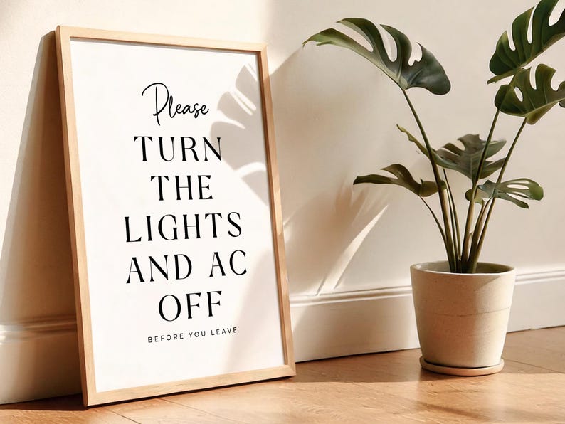 Eco-friendly Printable Sign: Please Turn the Lights and AC Off, Turn ...