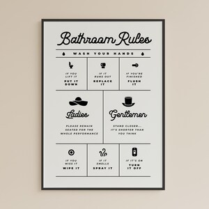 Bathroom Wall Art Decoration for Keeping the Toilet Clean, Printable ...