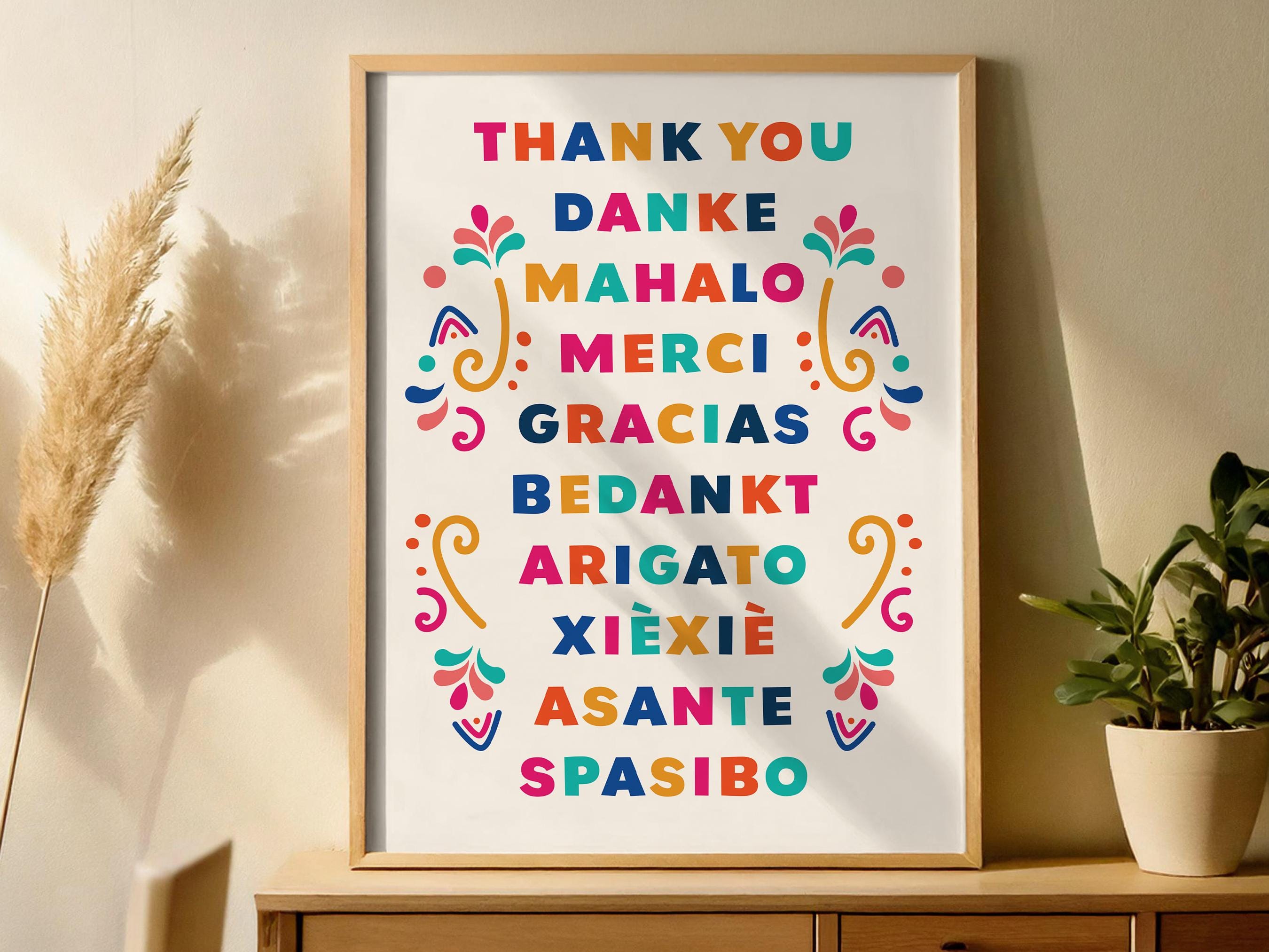 Printable Educational Classroom Wall Decor: Thank You in Different ...