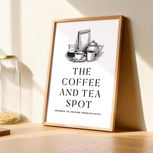 Printable the Coffee & Tea Spot Sign, Tea and Coffee Corner Bar, Home ...