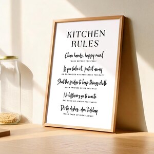 Kitchen Rules Sign: Humorous Food Quotes, Kitchen Wall Art (digital ...