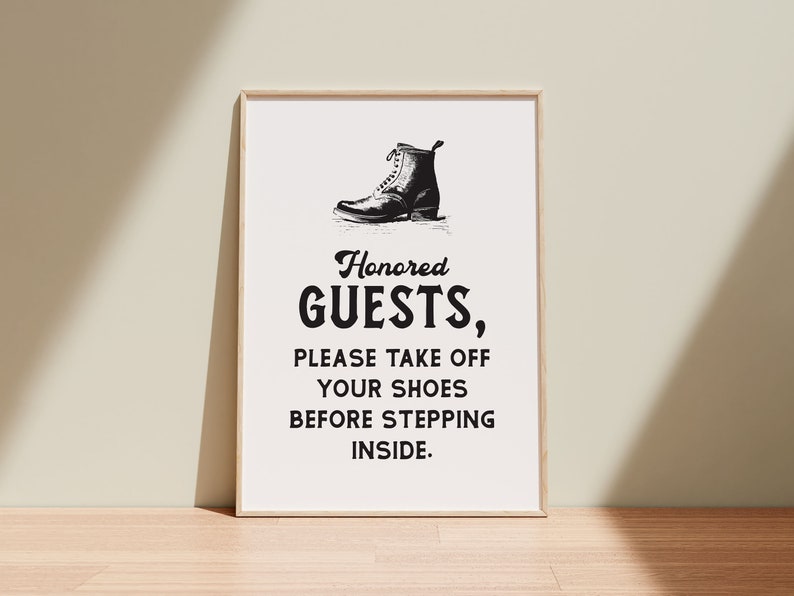 Printable Please Remove Your Shoes Sign for Entryway Room, Guests Take ...