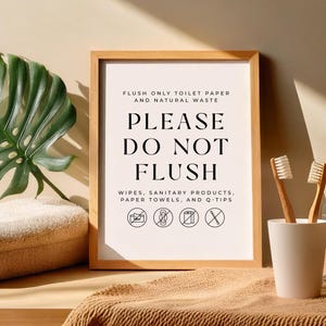 Flush Only Toilet Paper and Natural Waste, Bathroom Printable Sign ...