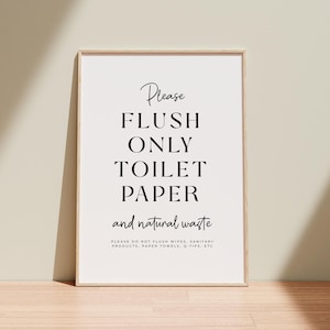 Flush Toilet Paper Sign: Bathroom Printable Decor (digital Download) - Etsy