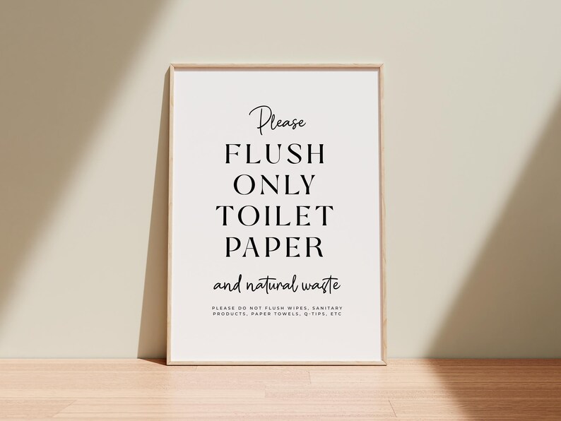Flush Toilet Paper Sign: Bathroom Printable Decor (digital Download) - Etsy