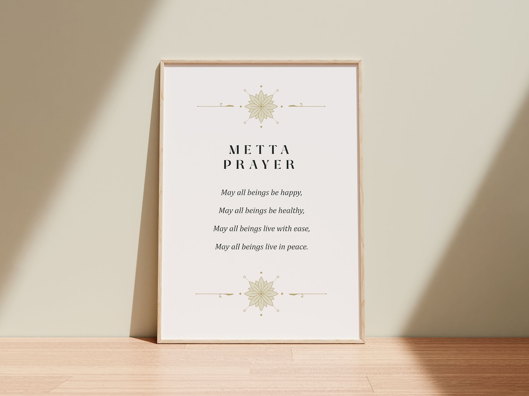 Metta Prayer Poster Spiritual Wall Decor, Gift for Buddhist Friend ...