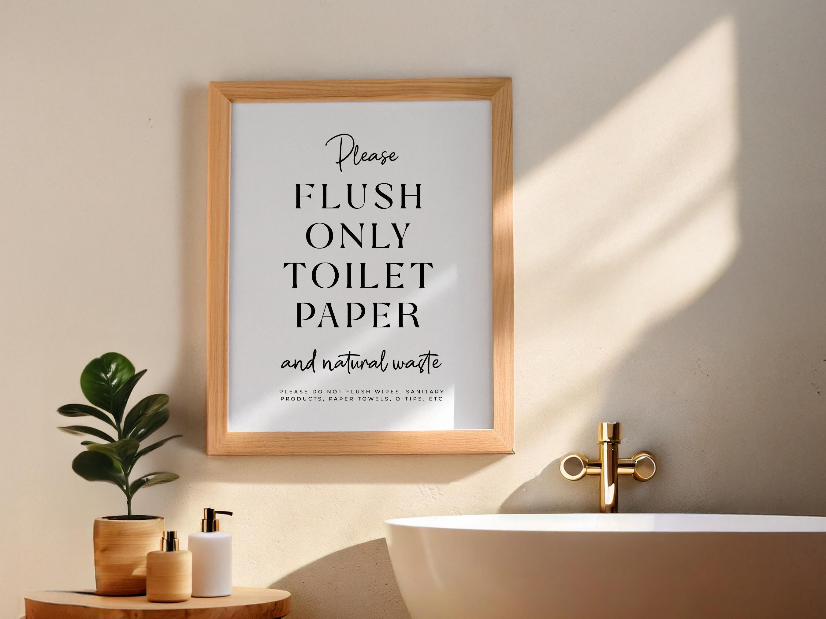 Flush Toilet Paper Sign: Bathroom Printable Decor (digital Download) - Etsy