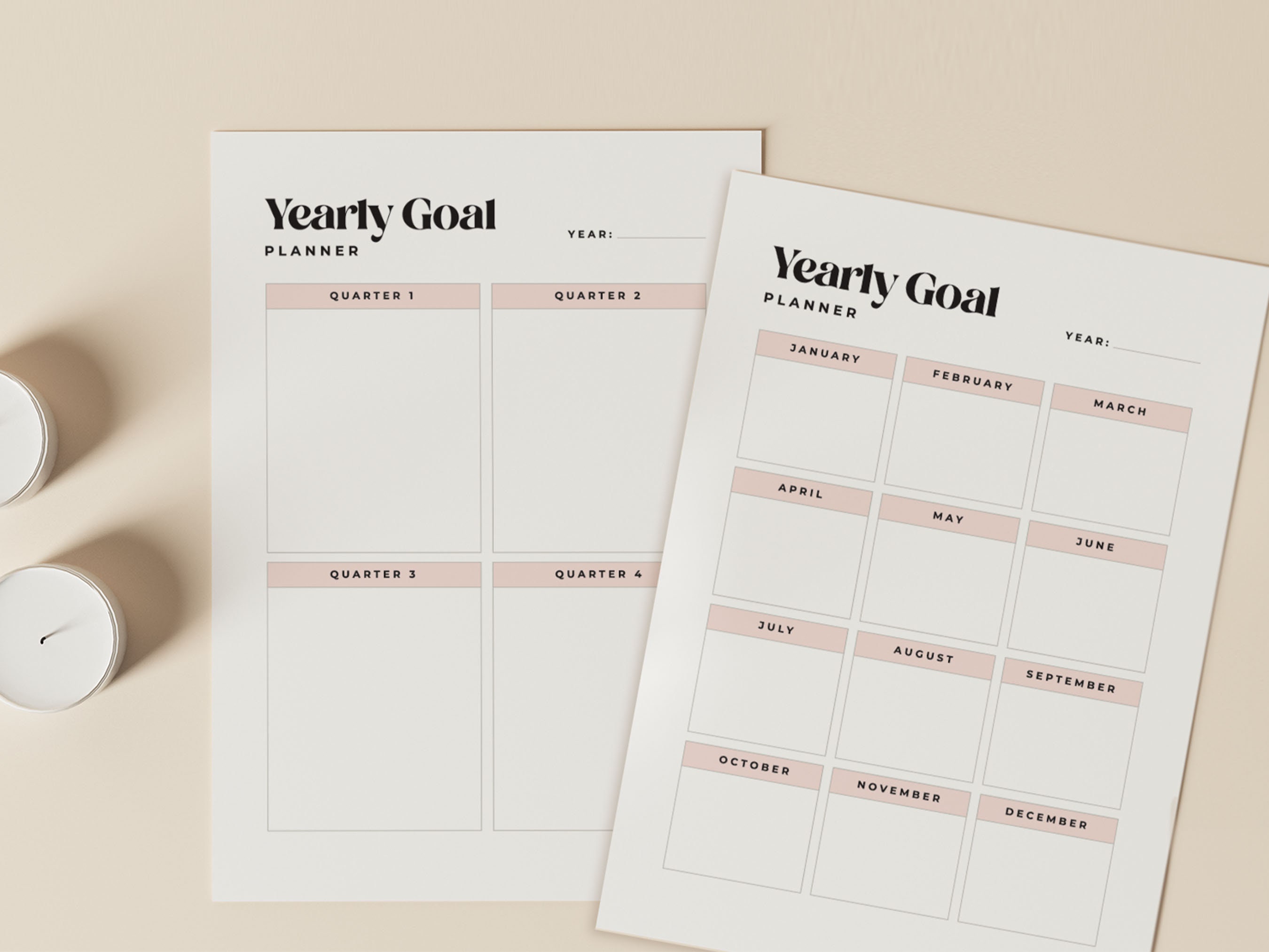 Printable PDF Yearly Planner for New Year Resolution, Annual Goal ...