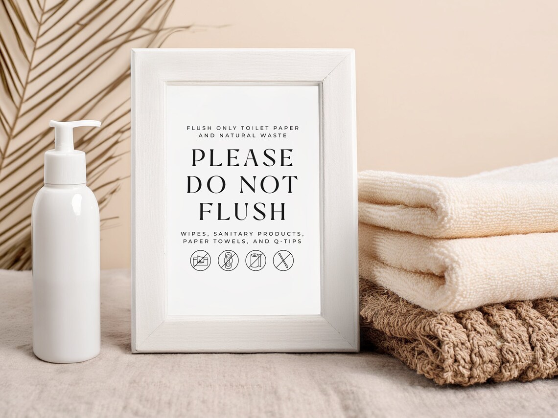 Flush Only Toilet Paper and Natural Waste, Bathroom Printable Sign ...