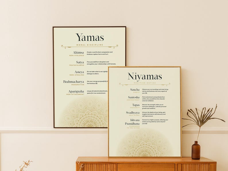 Yama Niyama Yoga Poster Set: Printable Wall Art (digital Download) - Etsy