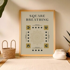 Printable Yoga Decor: Square Breathing, Spiritual Wall Decor for Yoga ...
