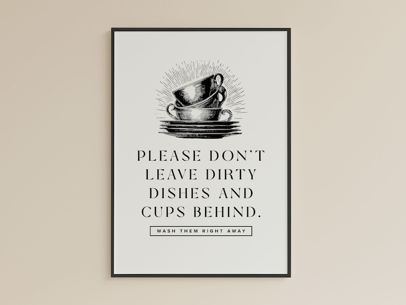 Clean up Kitchen Sign: Wash Dishes Reminder (instant Digital Download ...