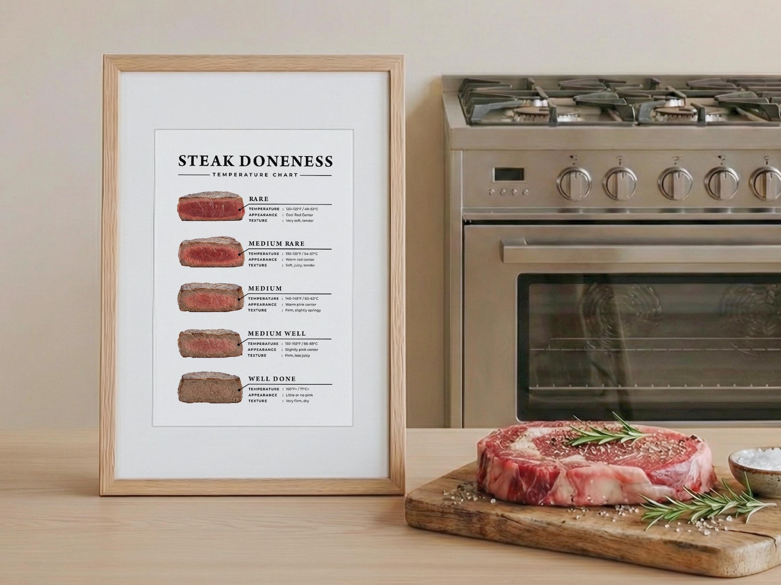 Steak Doneness Temperature Chart Printable | Kitchen Cooking Guide ...