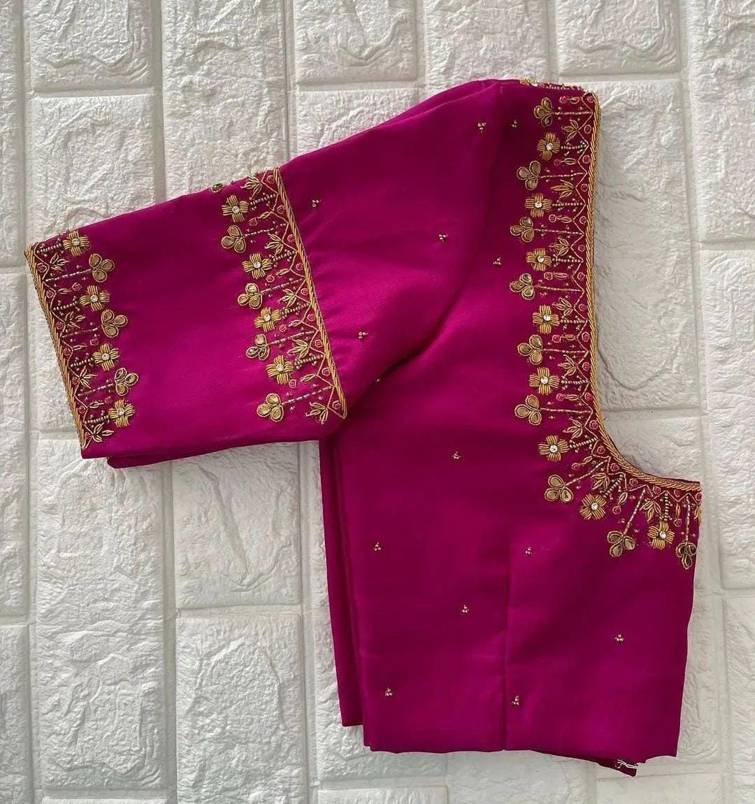 Pink Handmade Maggam Work Blouse for Women Zari and Zardosi Work - Etsy