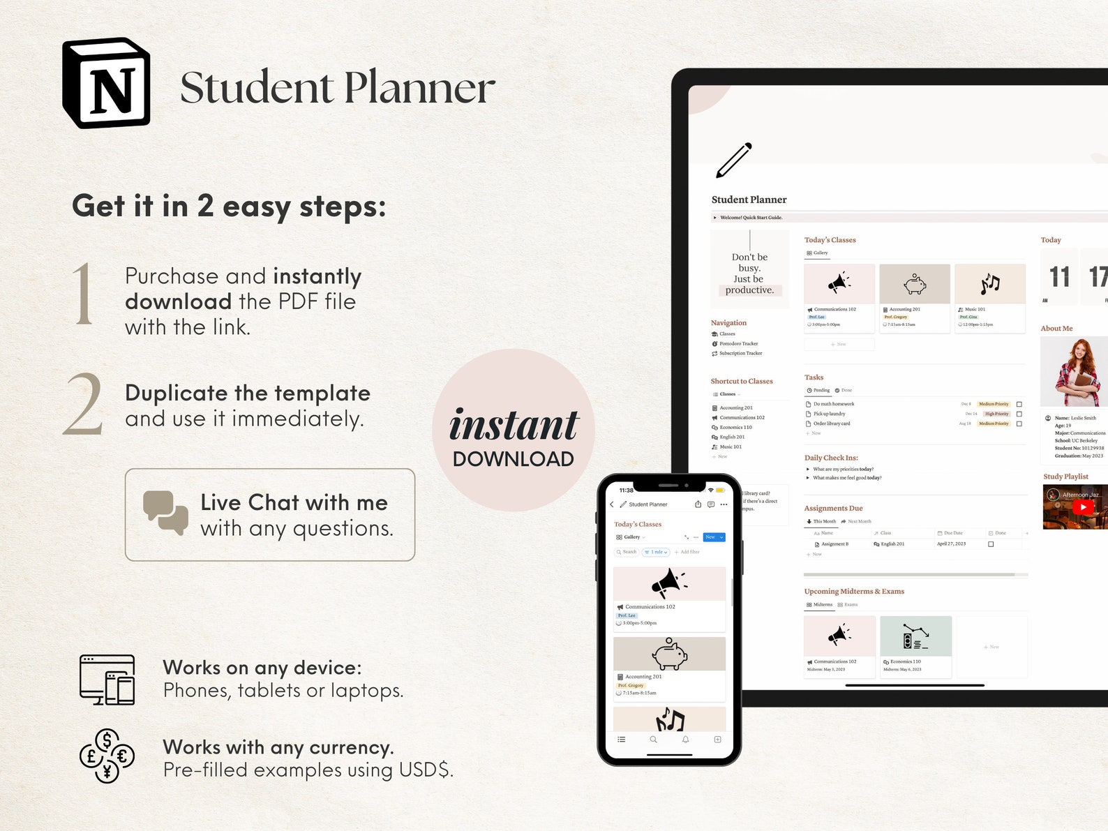 Notion Template Student Planner, Academic Planner, School Planner for ...