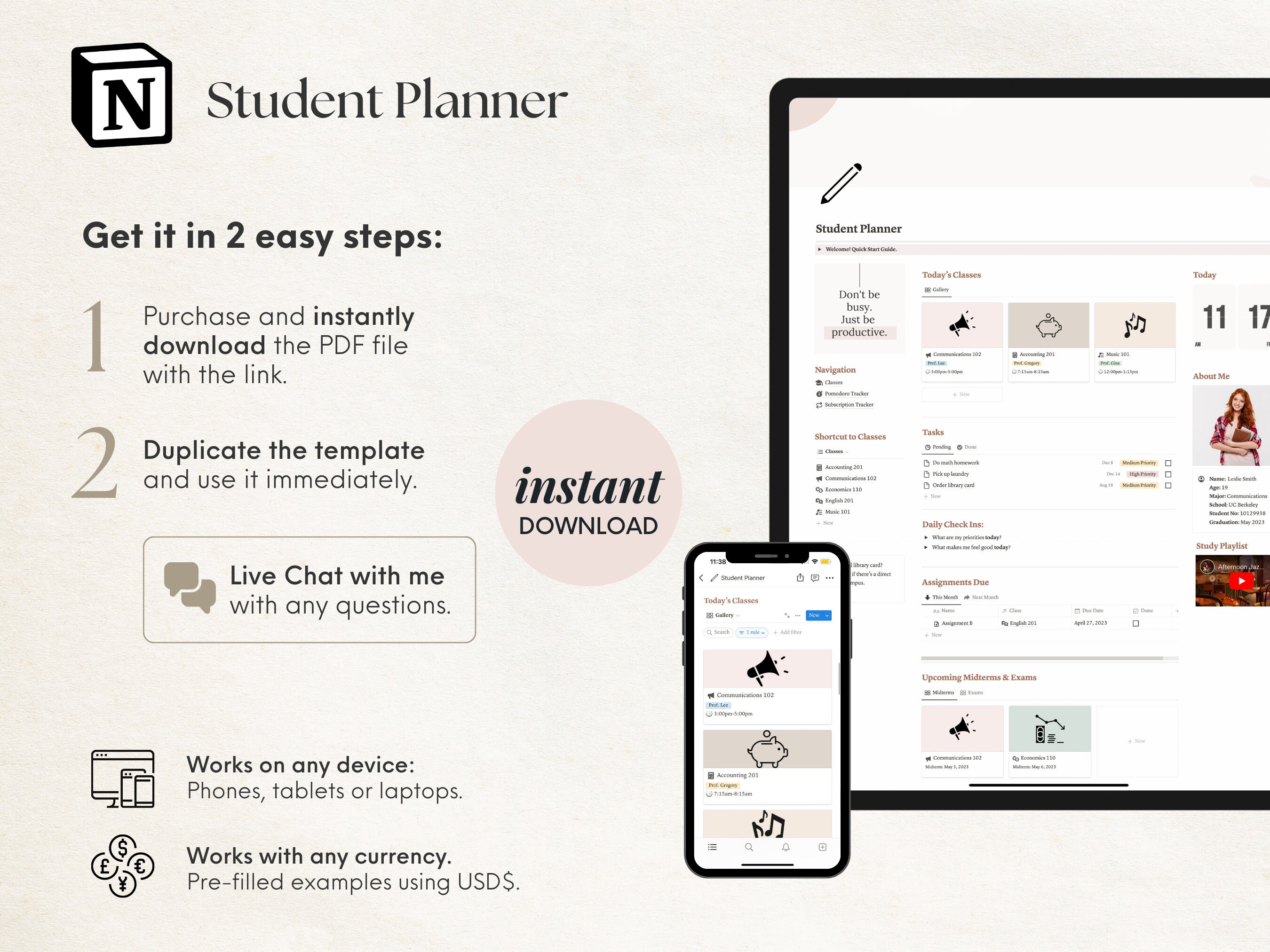 Notion Template Student Planner, Academic Planner, School Planner for ...