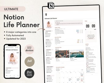 All in One Notion Template, Ultimate Life Planner, Notion Dashboard, Notion Calendar ADHD ...