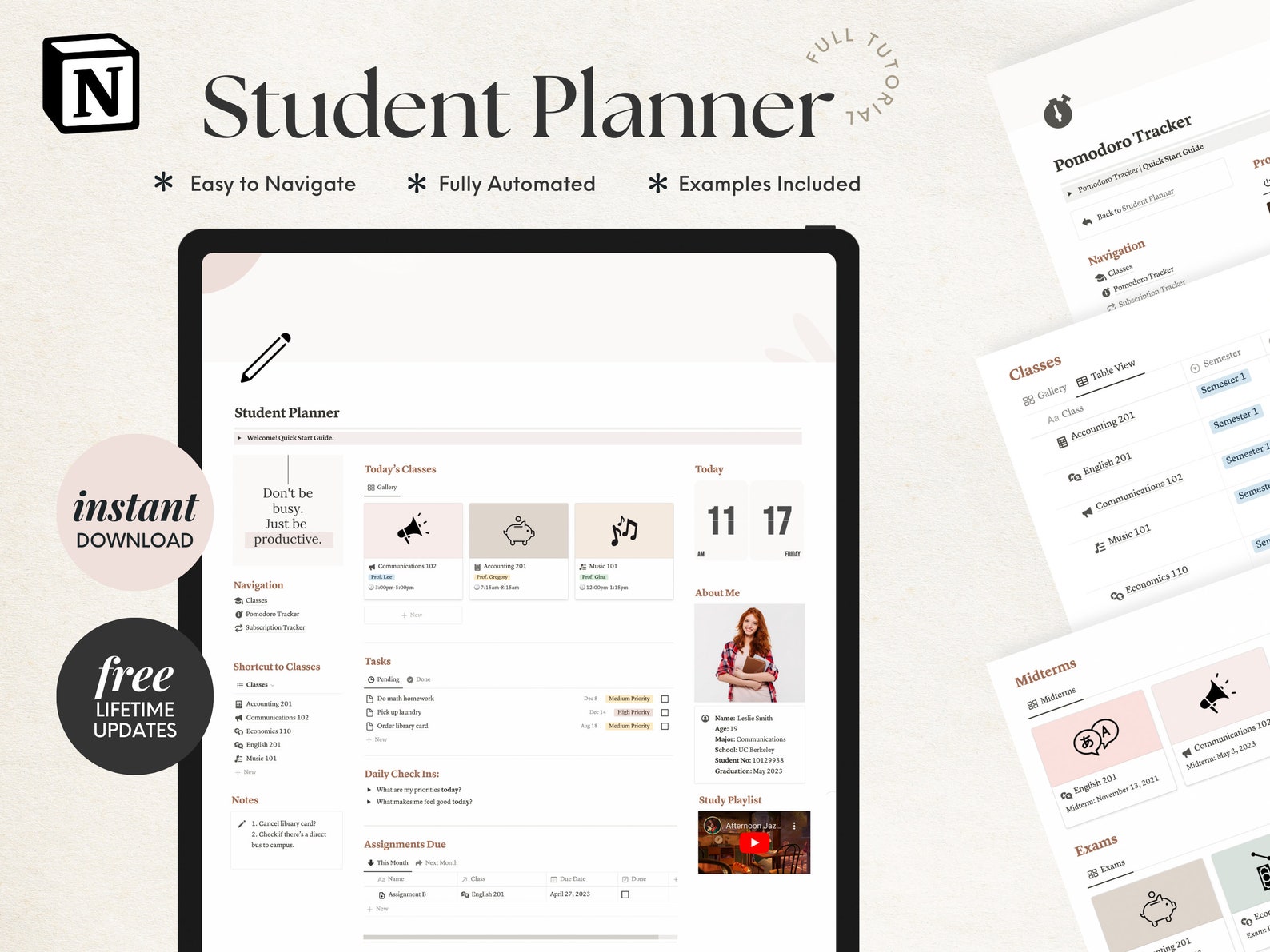 Notion Template Student Planner, Academic Planner, School Planner for ...