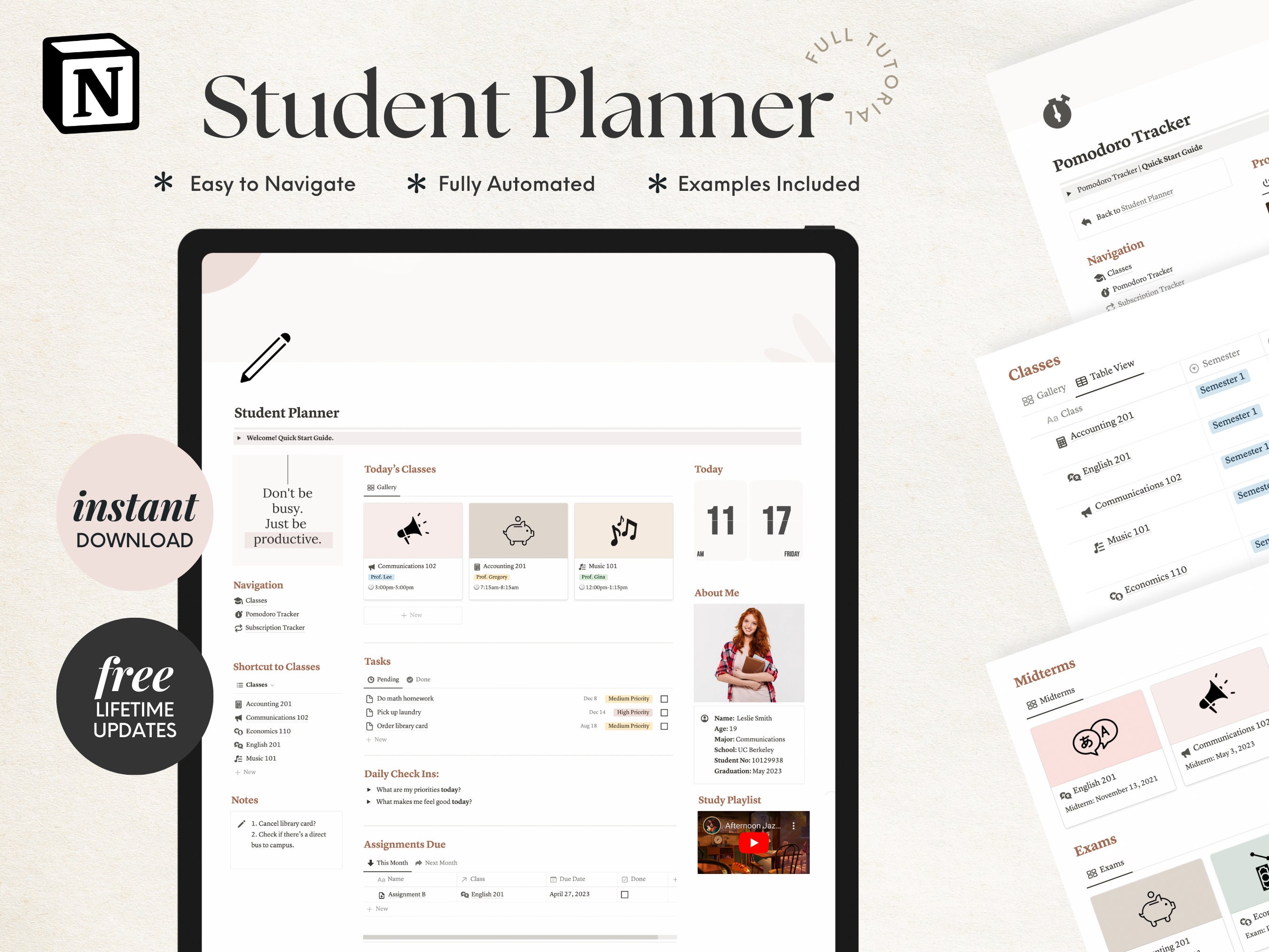 Notion Template Student Planner, Academic Planner, School Planner for ...