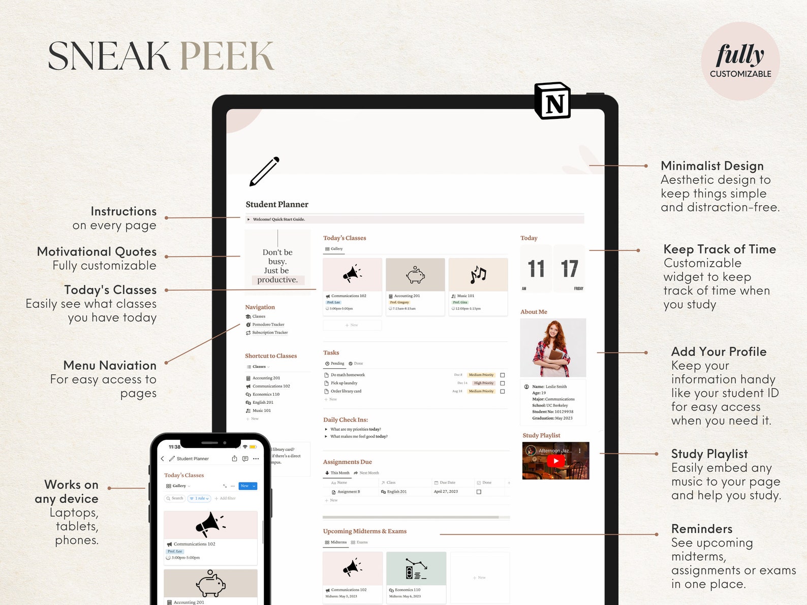 Notion Template Student Planner, Academic Planner, School Planner for ...
