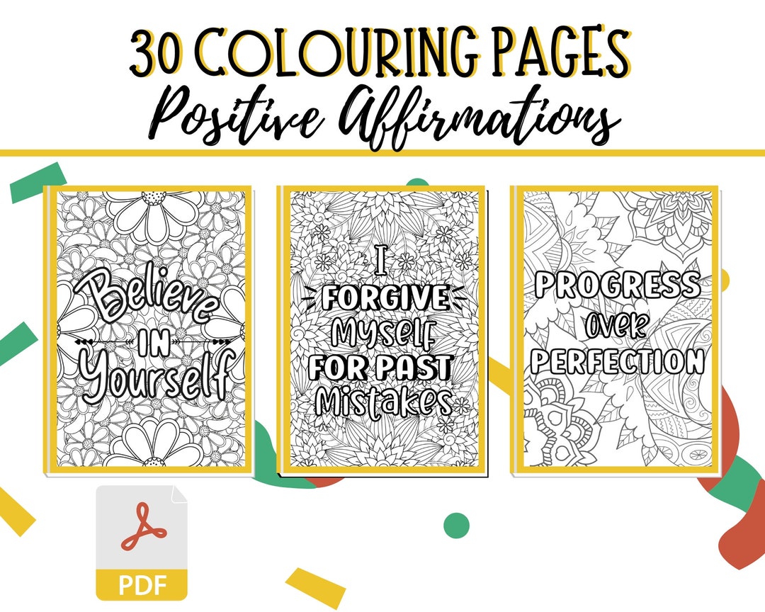 Positive Affirmations Colouring Book, Motivational Quotes Printable ...