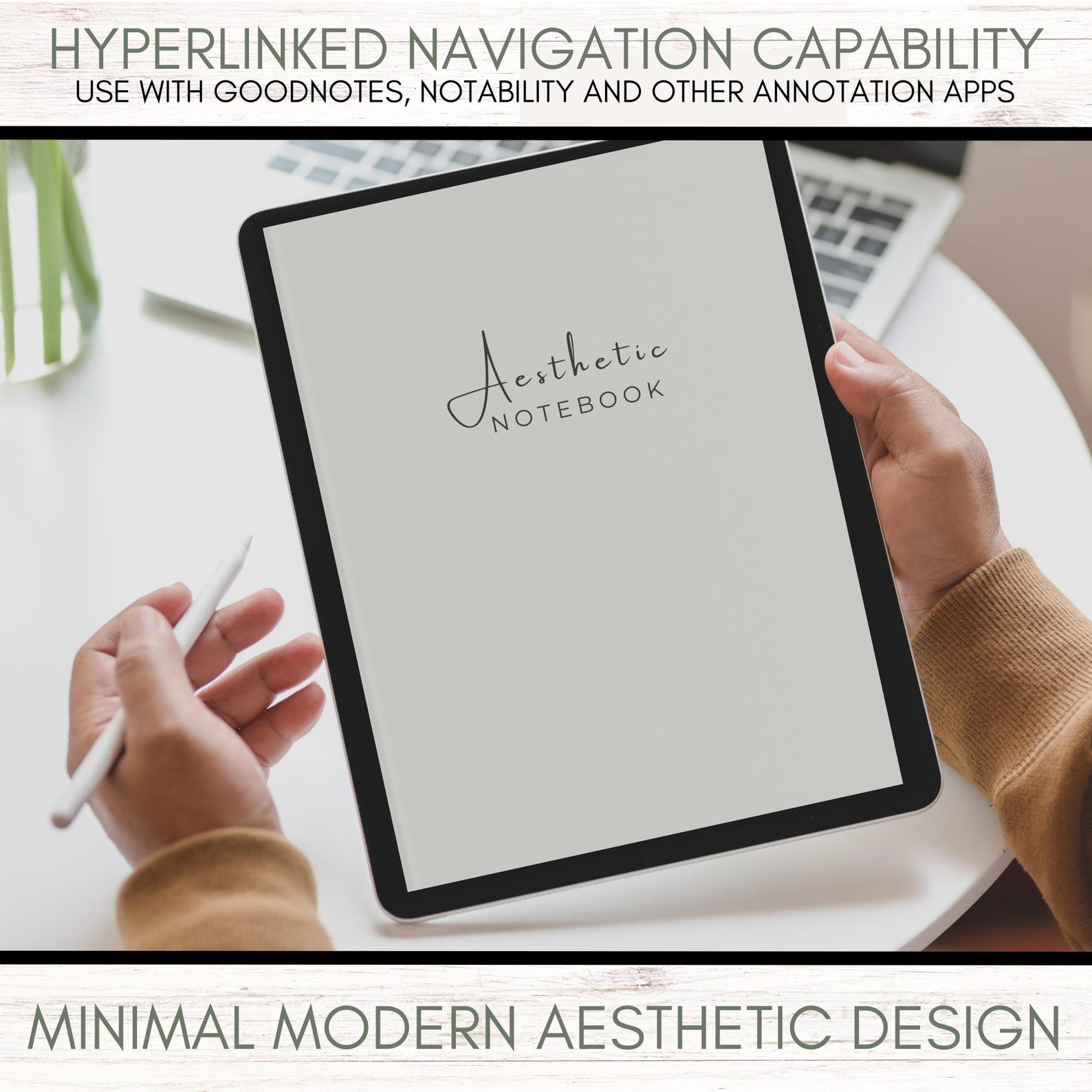 Digital Notebook With Hyperlinks, Goodnotes Templates Minimalist Design ...