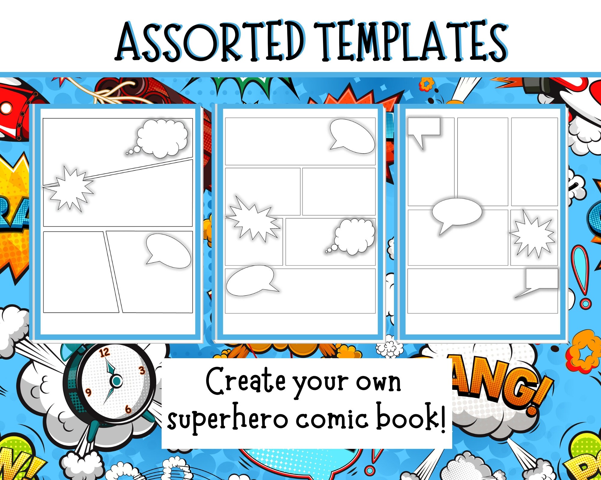 Blank Comic Book , Storyboard Template Book, Kids Activity Pages, Gifts ...