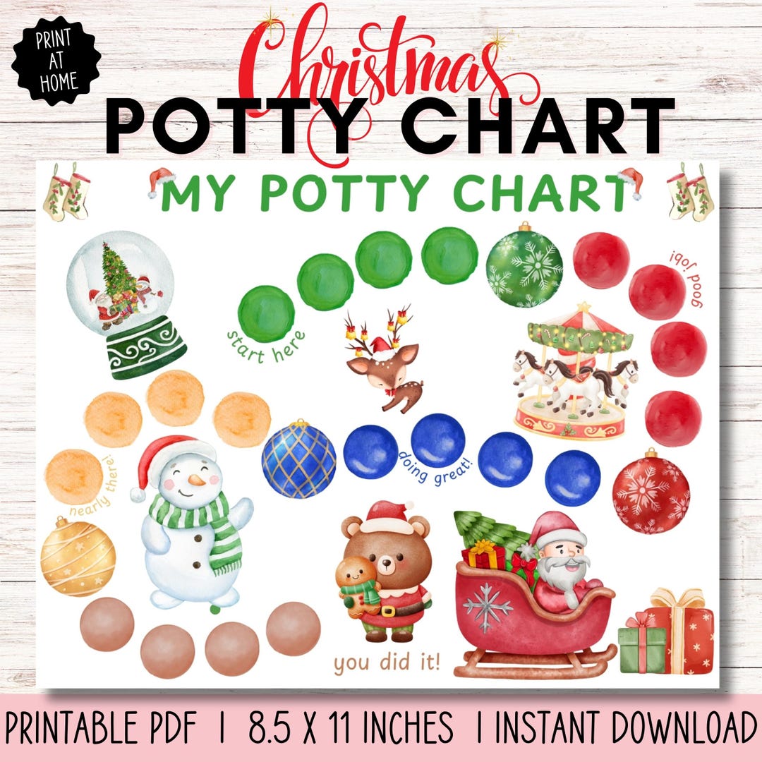 Potty Training Chart for Toddlers Christmas Reward Chart for Toilet ...
